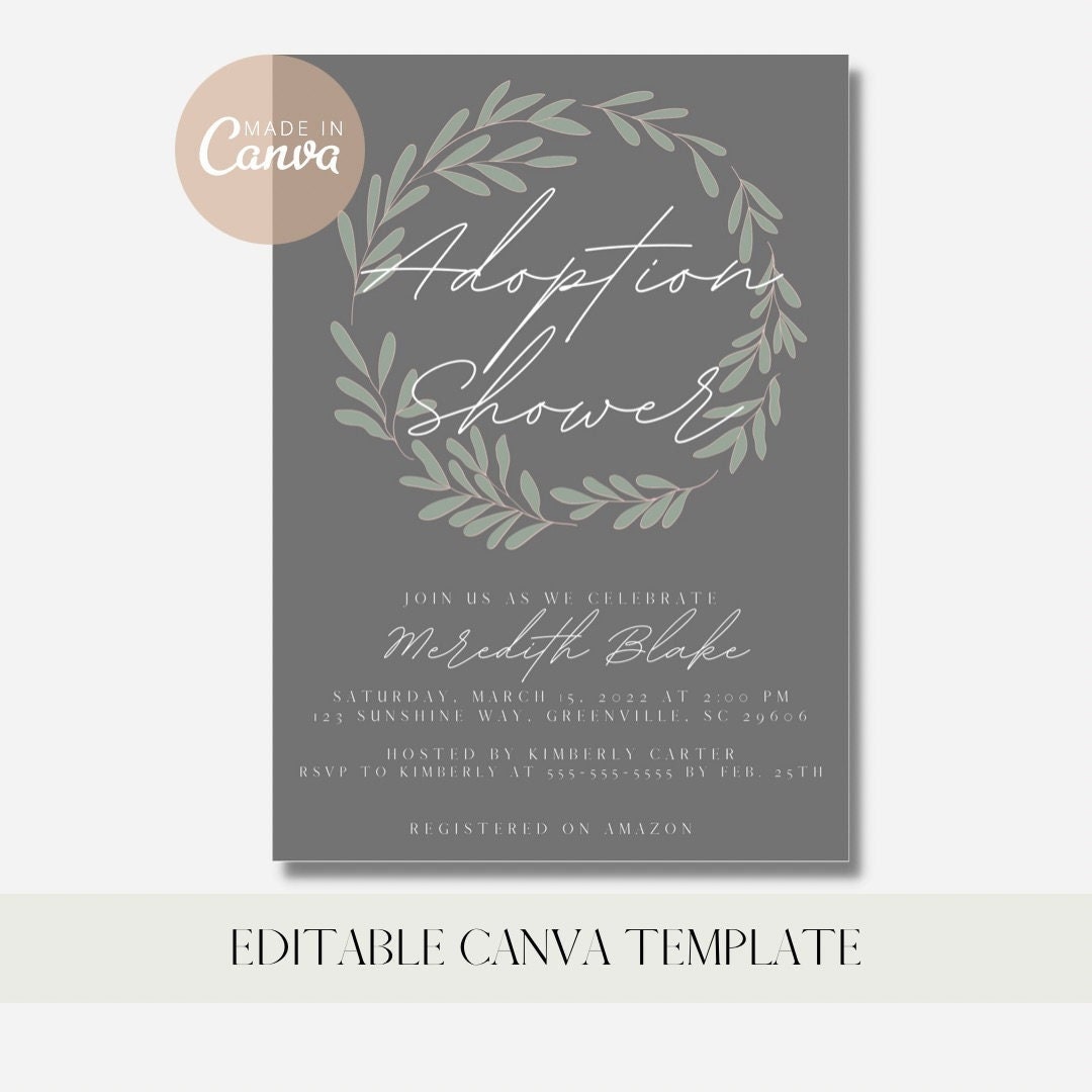 Adoption Shower Editable Canva Template Digital Invitation - Etsy