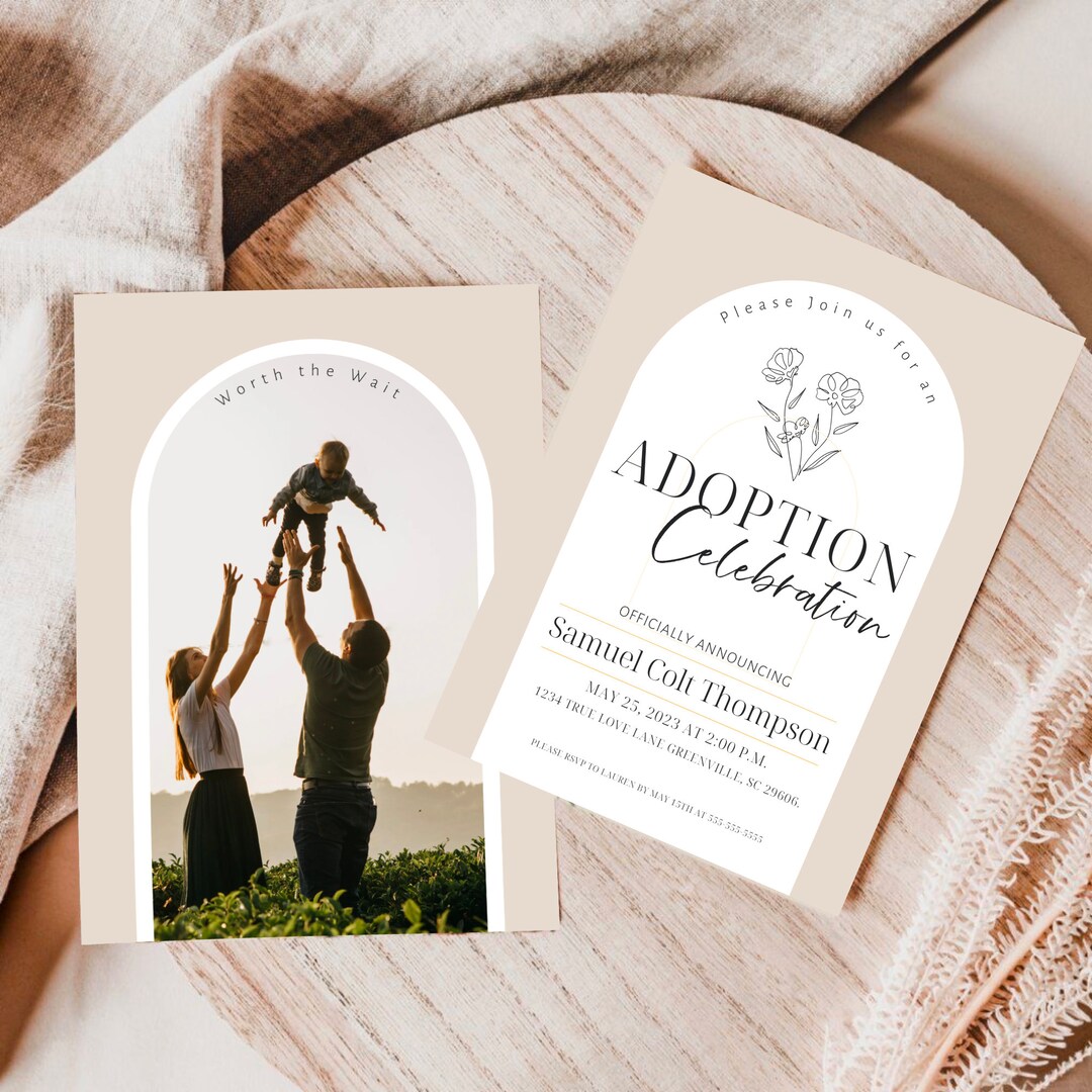 Minimalist Adoption Announcement and Invitation, Editable Through Canva ...