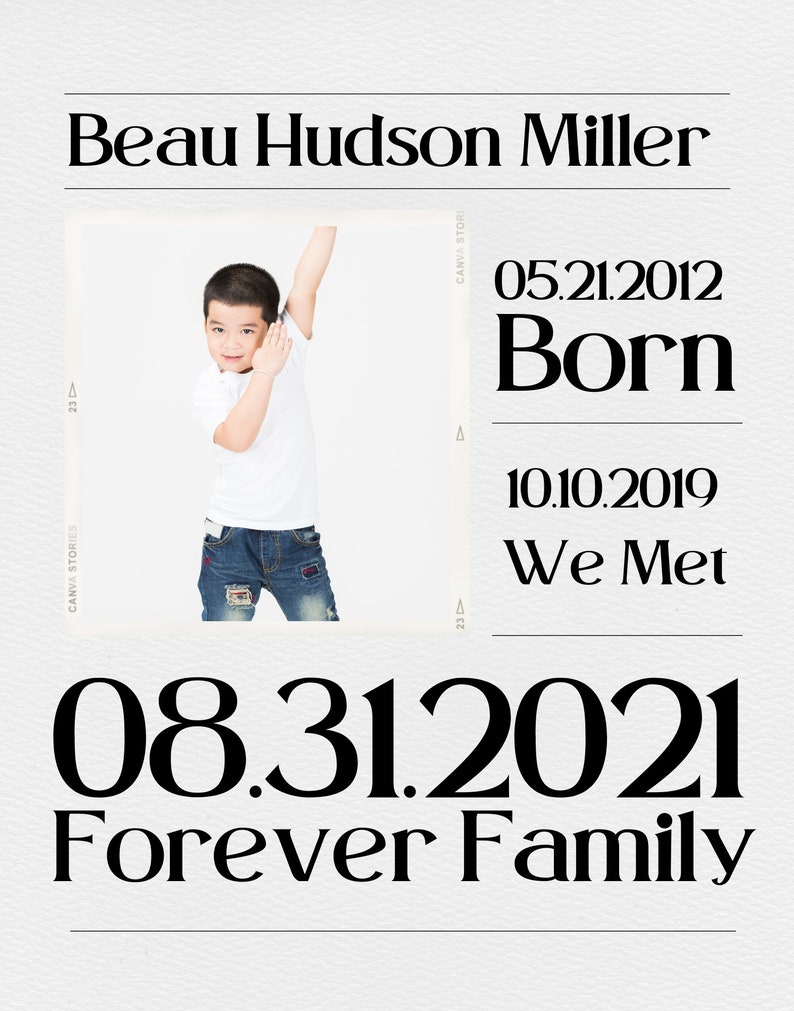 Adoption Timeline Photo Editable Canva Template Forever - Etsy