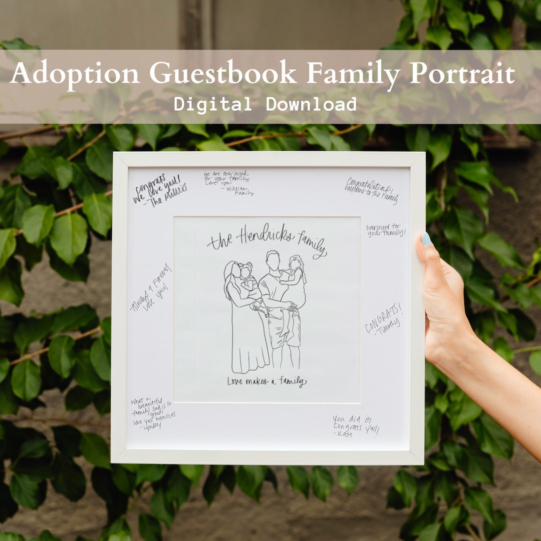 Custom Family Portrait Adoption Guest Book, Adoption Celebration ...