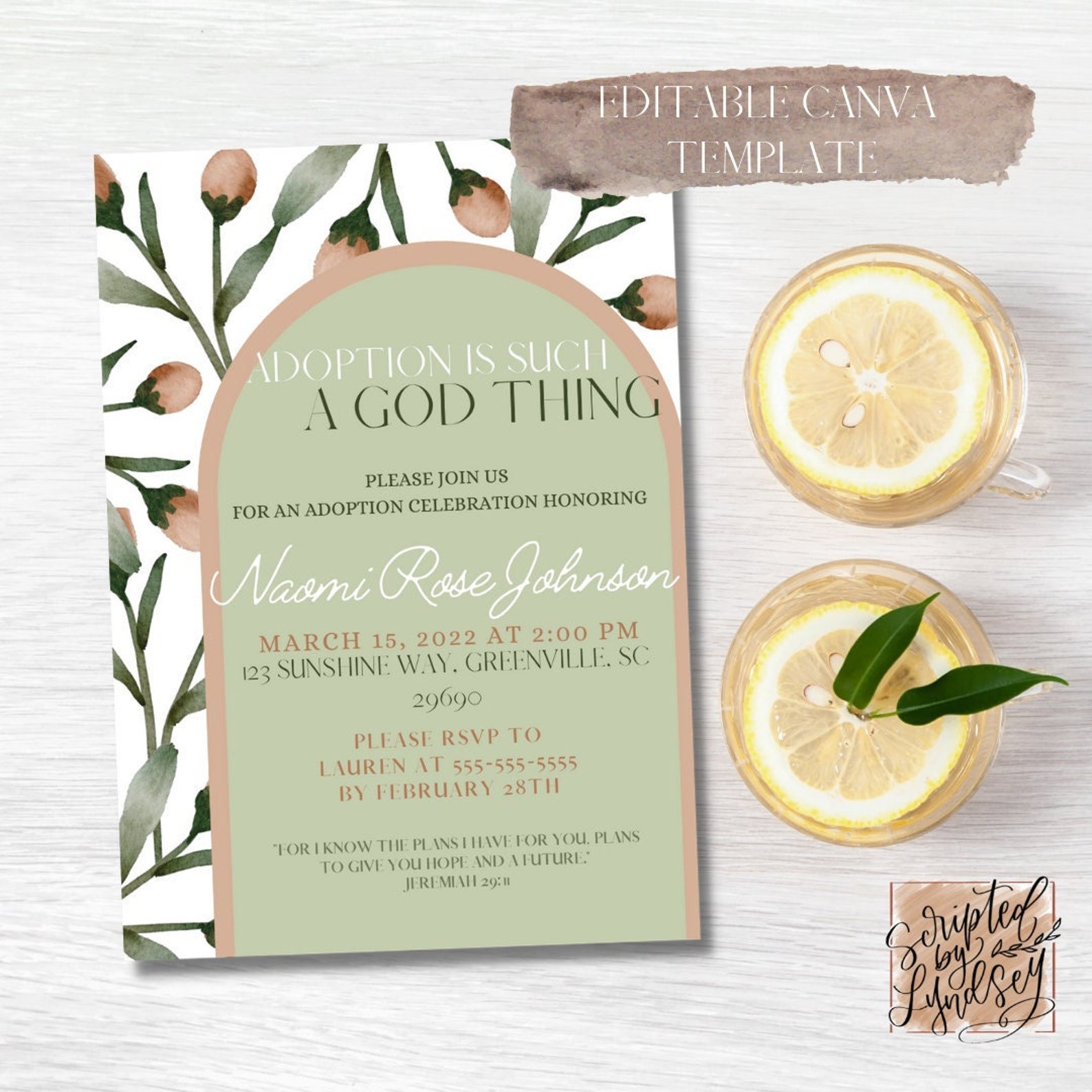 Adoption is a God Thing/ Adoption Invitation Template /edit in Canva - Etsy