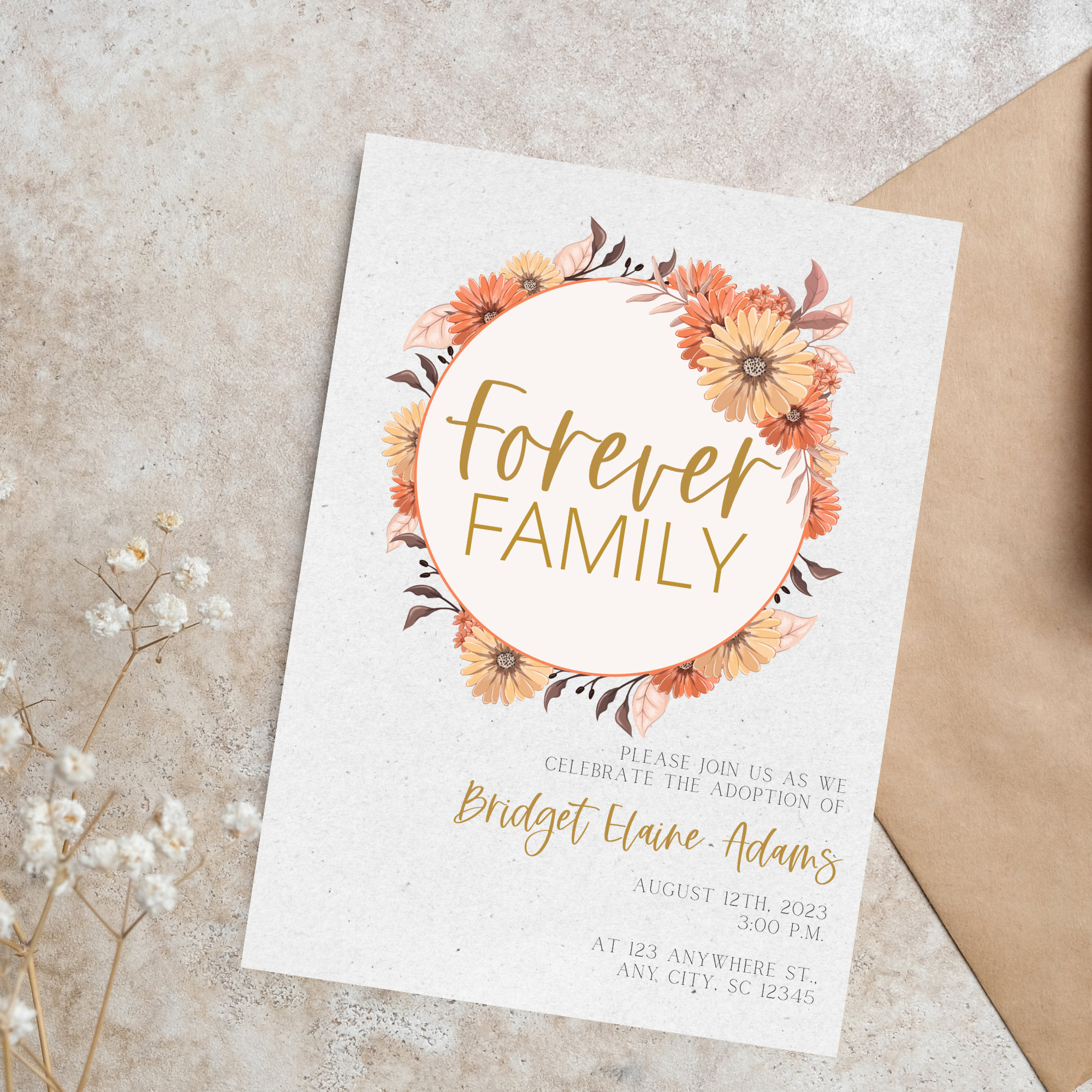 Forever Family Fall Adoption Announcement, Adoption Invitation ...