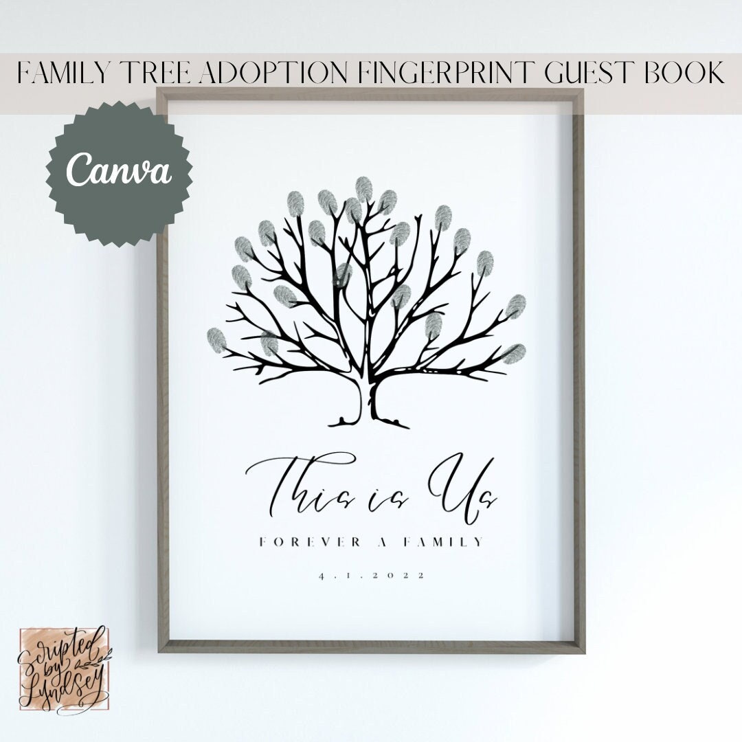 Adoption Family Tree Fingerprint Guest Book, Adoption Celebration ...