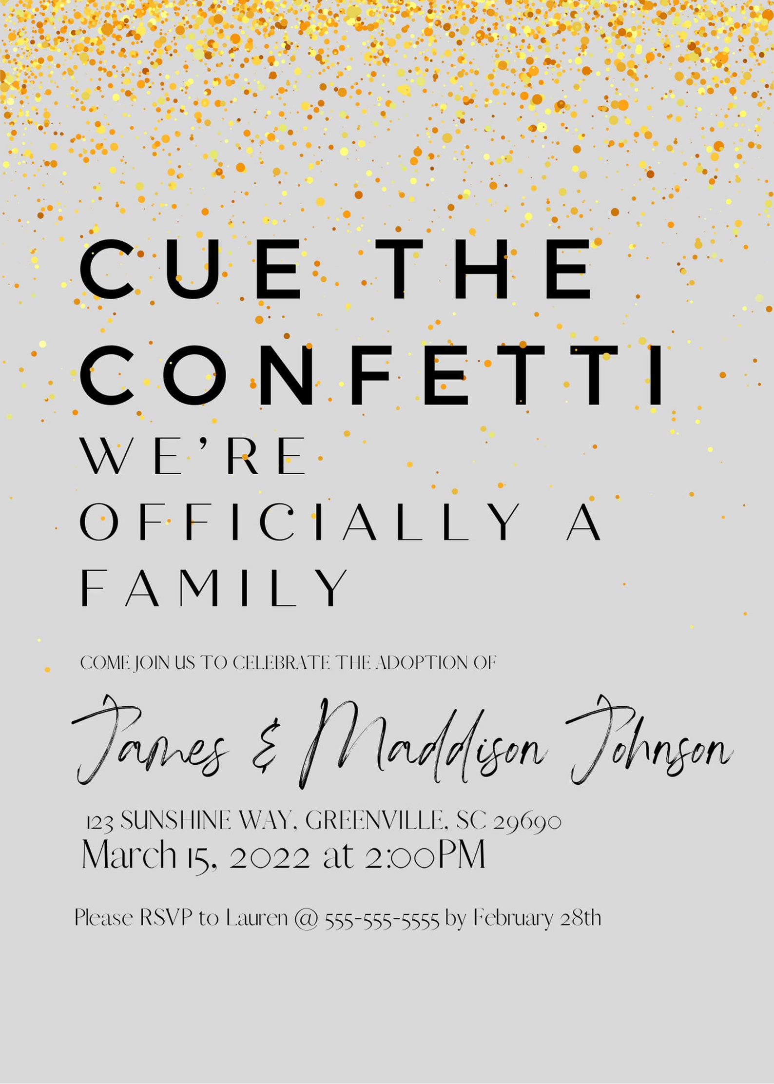 Cue the Confetti Were Officially a Family Adoption Editable - Etsy