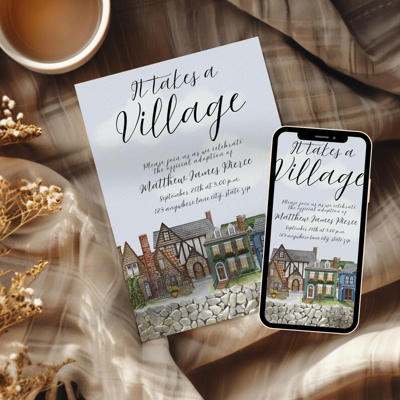 Minimalist Adoption Invitation: It Takes a Village (digital Download ...