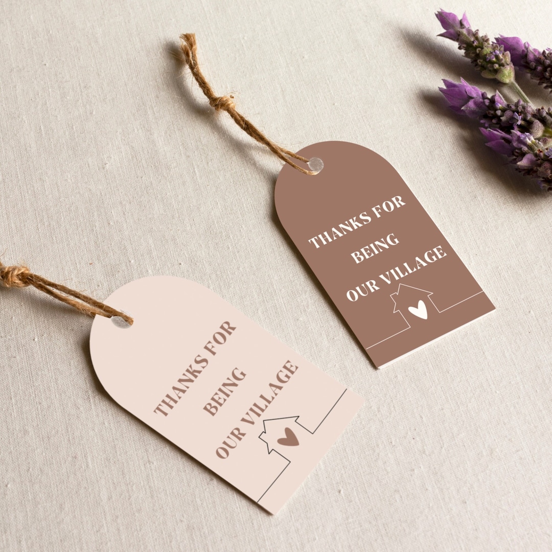 Our Village Thank You Favor Adoption Party Tags, Adoption Party Decor ...