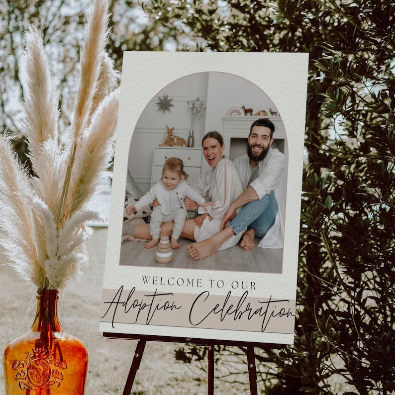 Minimalist Arch Adoption Welcome Sign, Adoption Party Sign, Editable ...