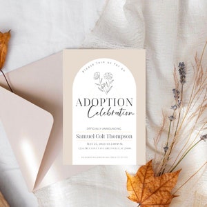 Minimalist Adoption Announcement and Invitation, Editable Through Canva ...