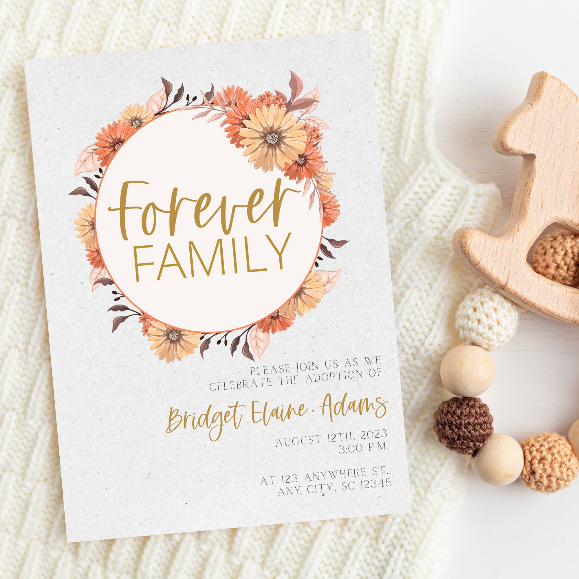 Forever Family Fall Adoption Announcement, Adoption Invitation ...