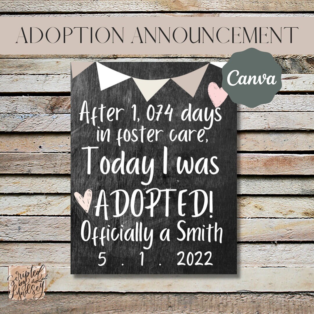 Chalkboard Adoption Announcement, Peace Out Foster Care, Adoption ...