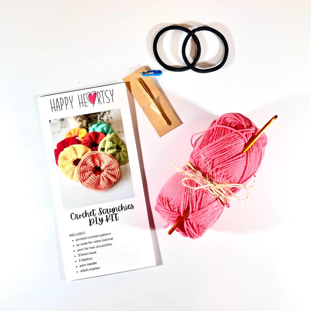 Crochet Scrunchie DIY Kit, Crochet Kit for Beginners, Crochet ...