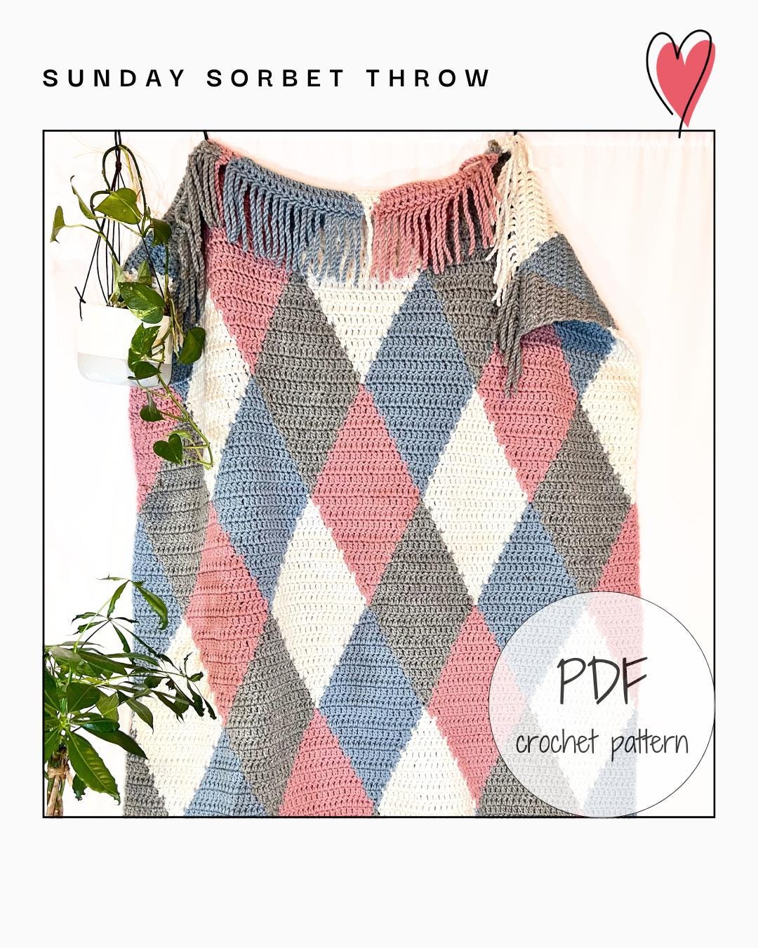 Crochet Diamond Blanket Pattern, Chunky Throw Blanket, Handmade Gift ...