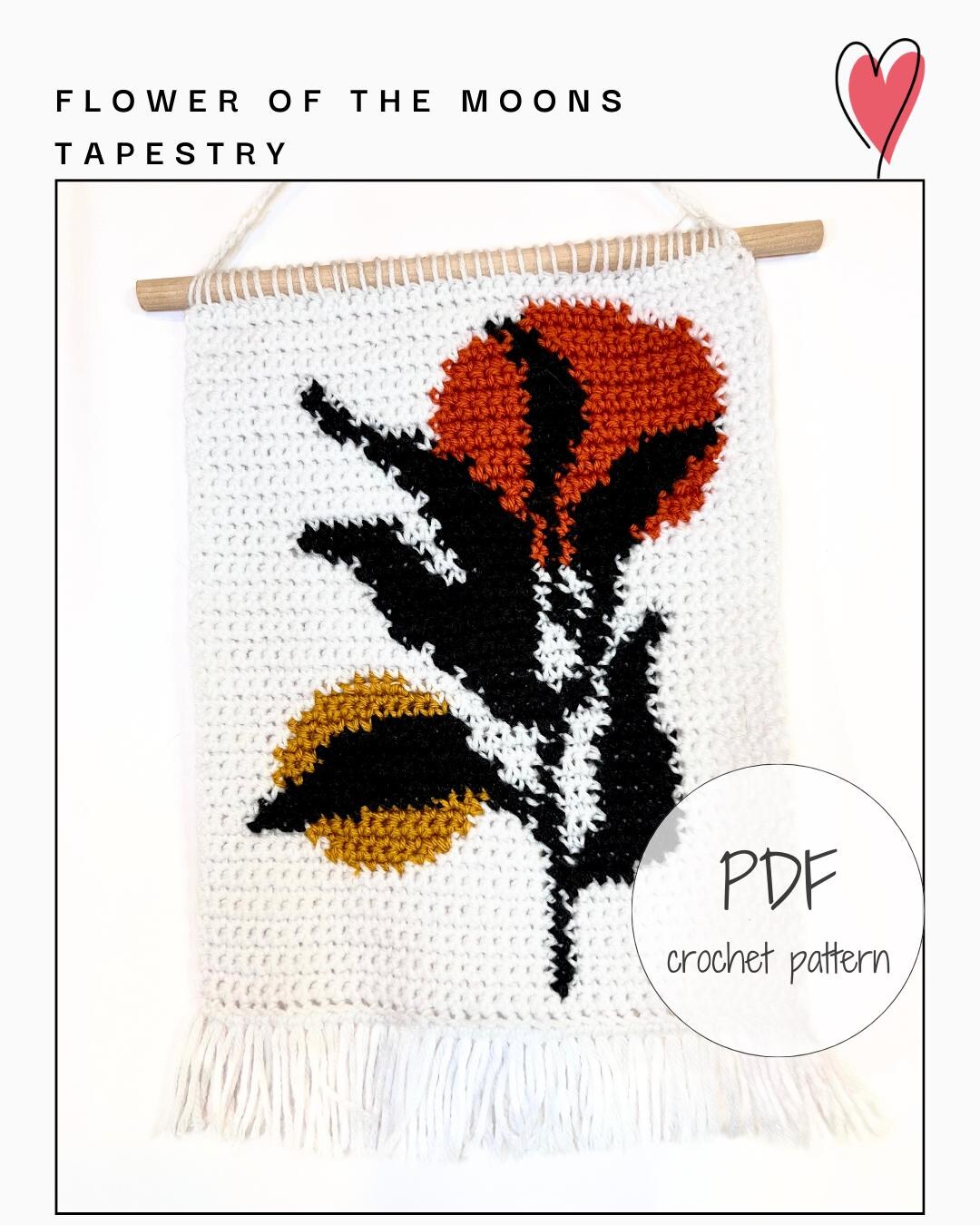 Flower of the Moons Crochet Tapestry Pattern, Boho Tapestry Wall ...