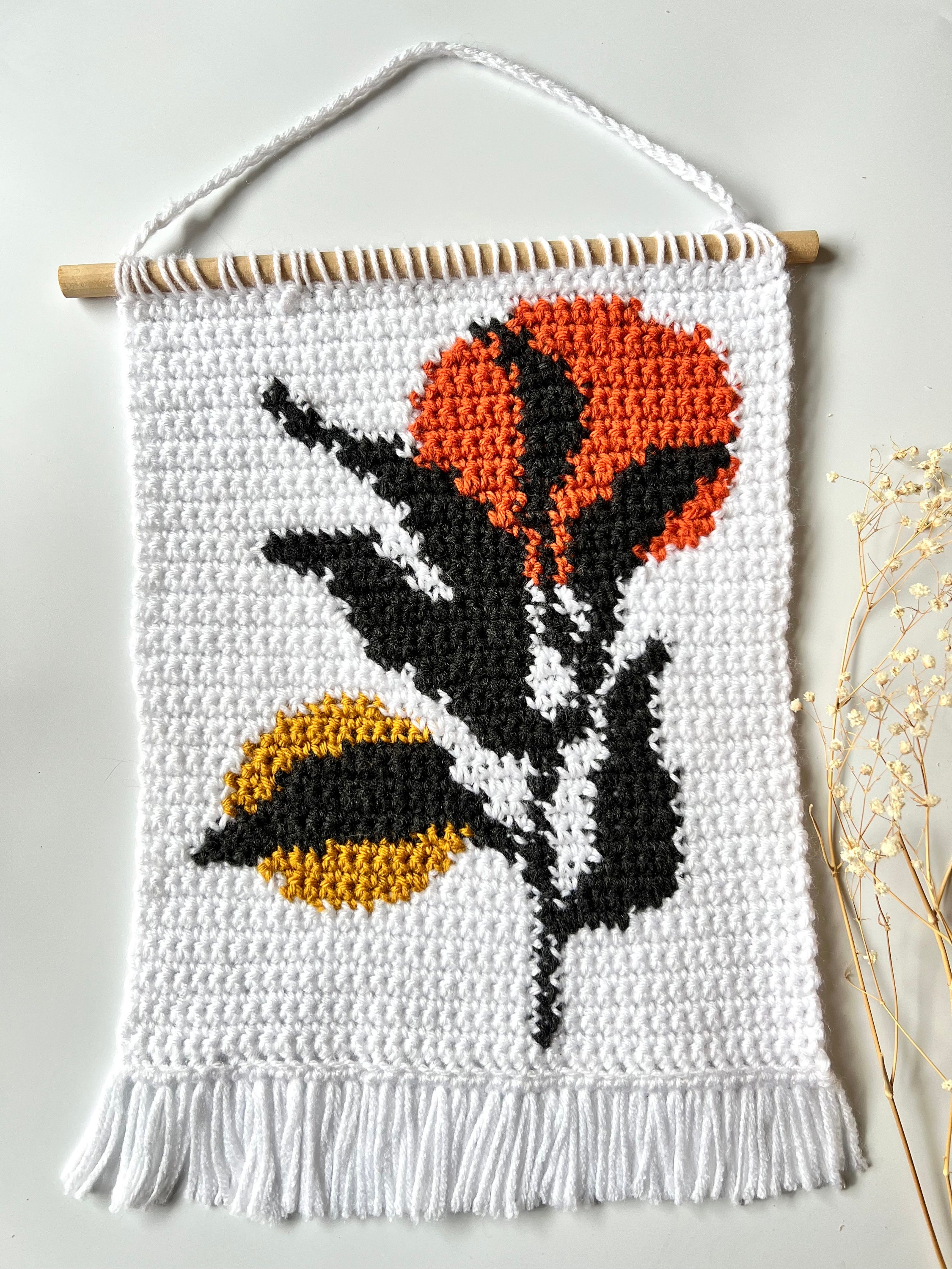 Flower of the Moons Crochet Tapestry Pattern, Boho Tapestry Wall ...