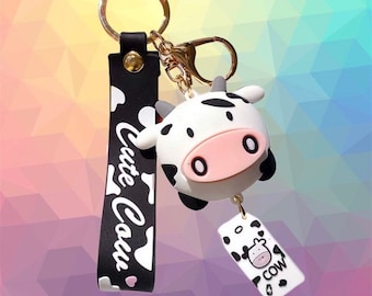 Cute Cow Keychain | Etsy