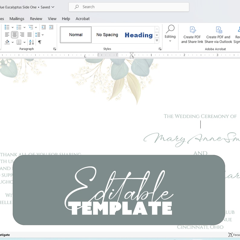 Wedding Program Editable Download, With Microsoft Word Template. With a ...