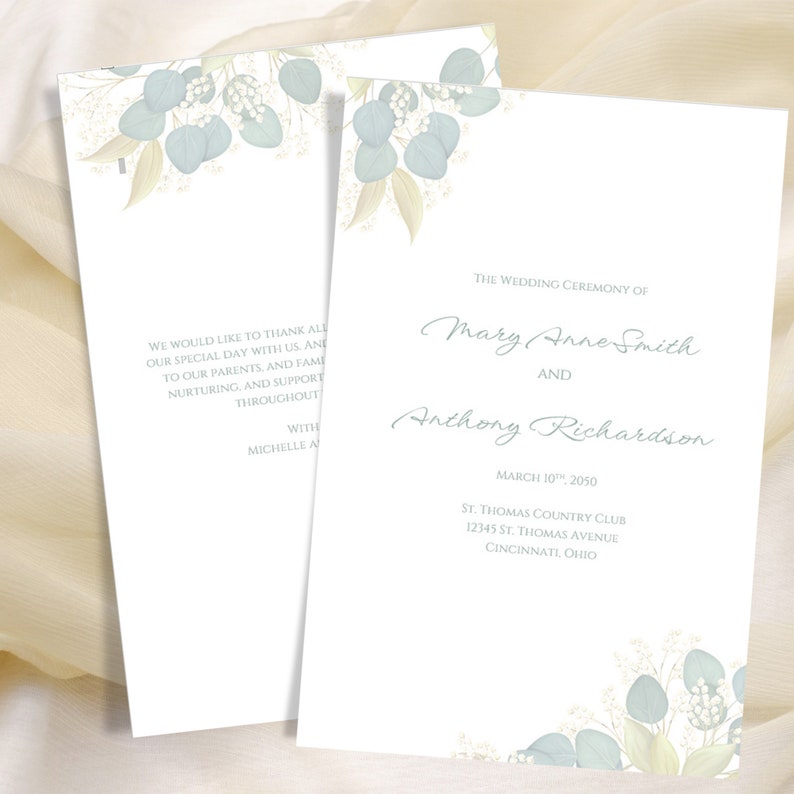 Wedding Program Editable Download, With Microsoft Word Template. With a ...