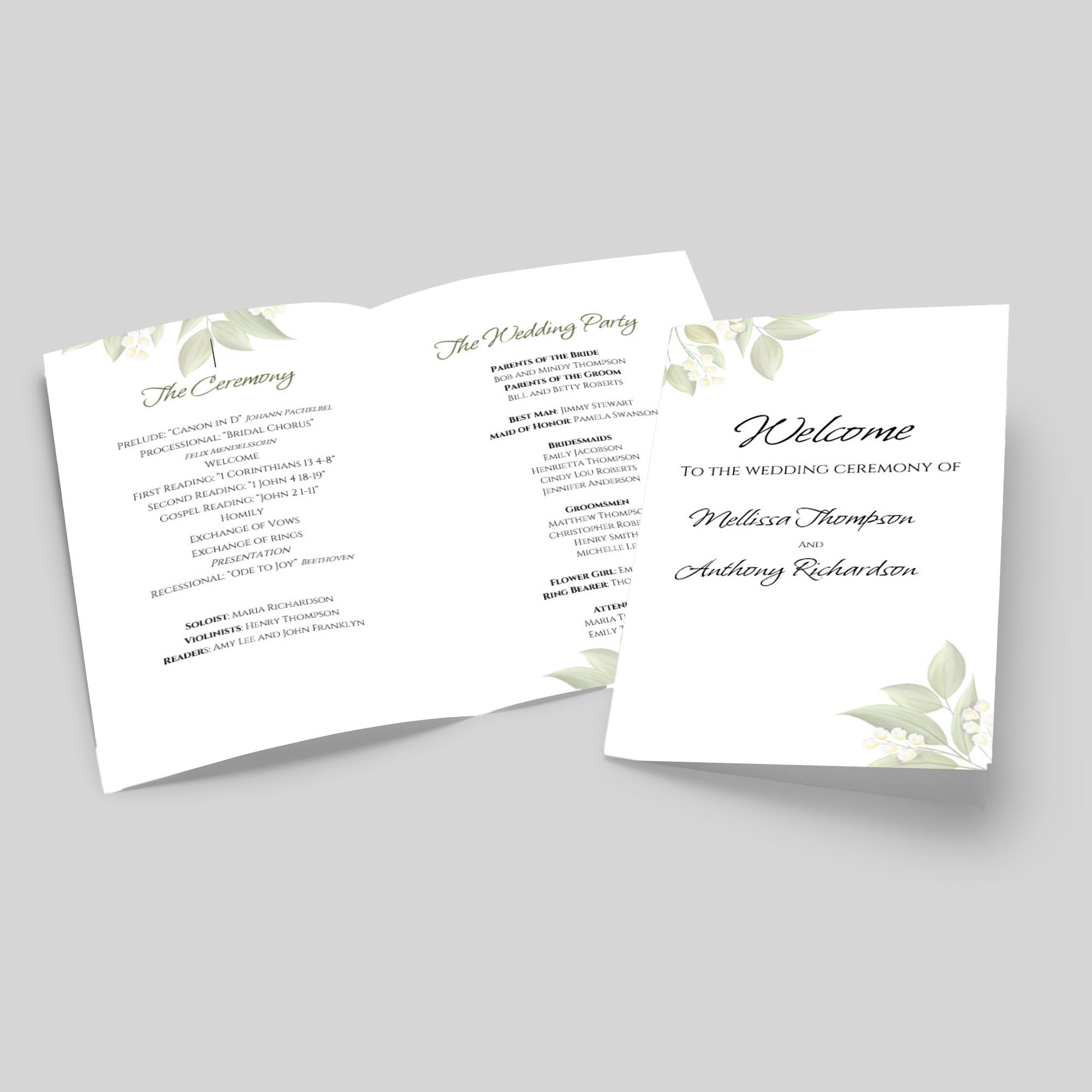Wedding Program Editable Template Digital Download Bundle, Microsoft ...