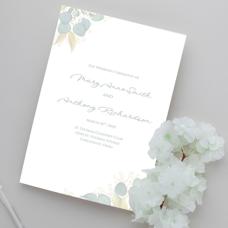 Wedding Program Editable Download, With Microsoft Word Template. With a ...