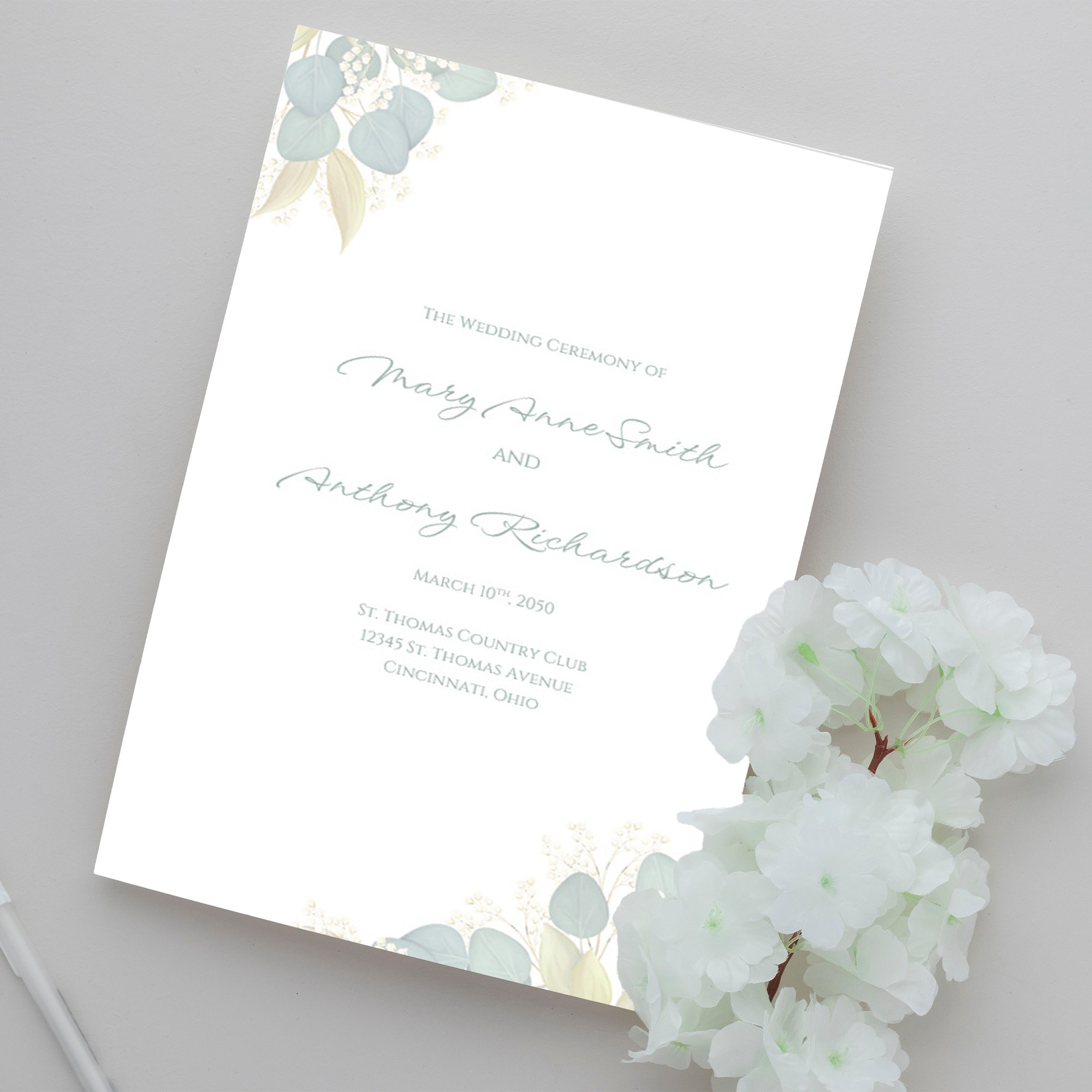 Wedding Program Editable Download, With Microsoft Word Template. With a ...
