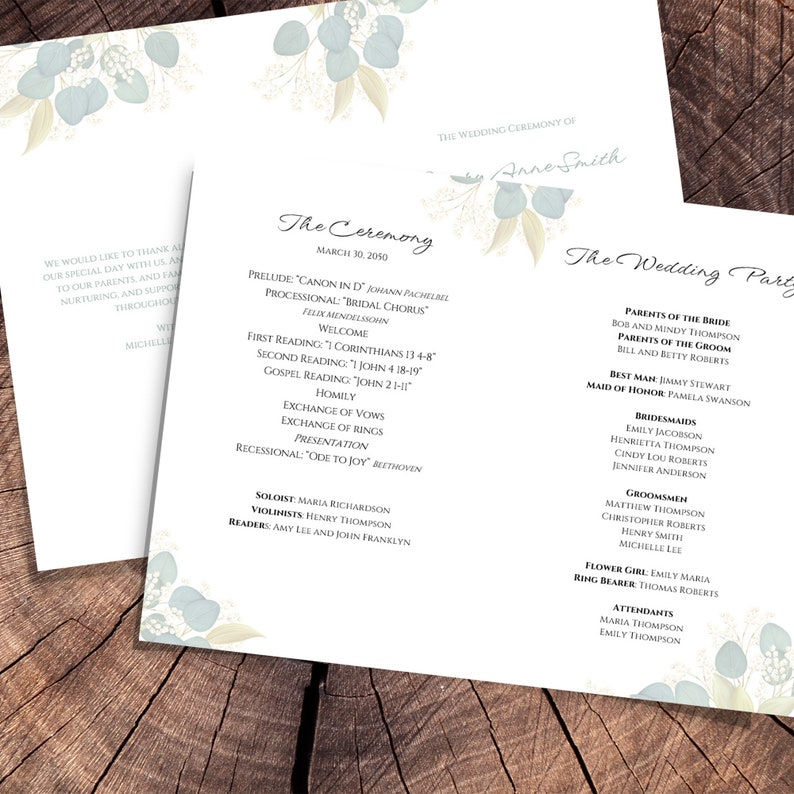 Wedding Program Editable Download, With Microsoft Word Template. With a ...