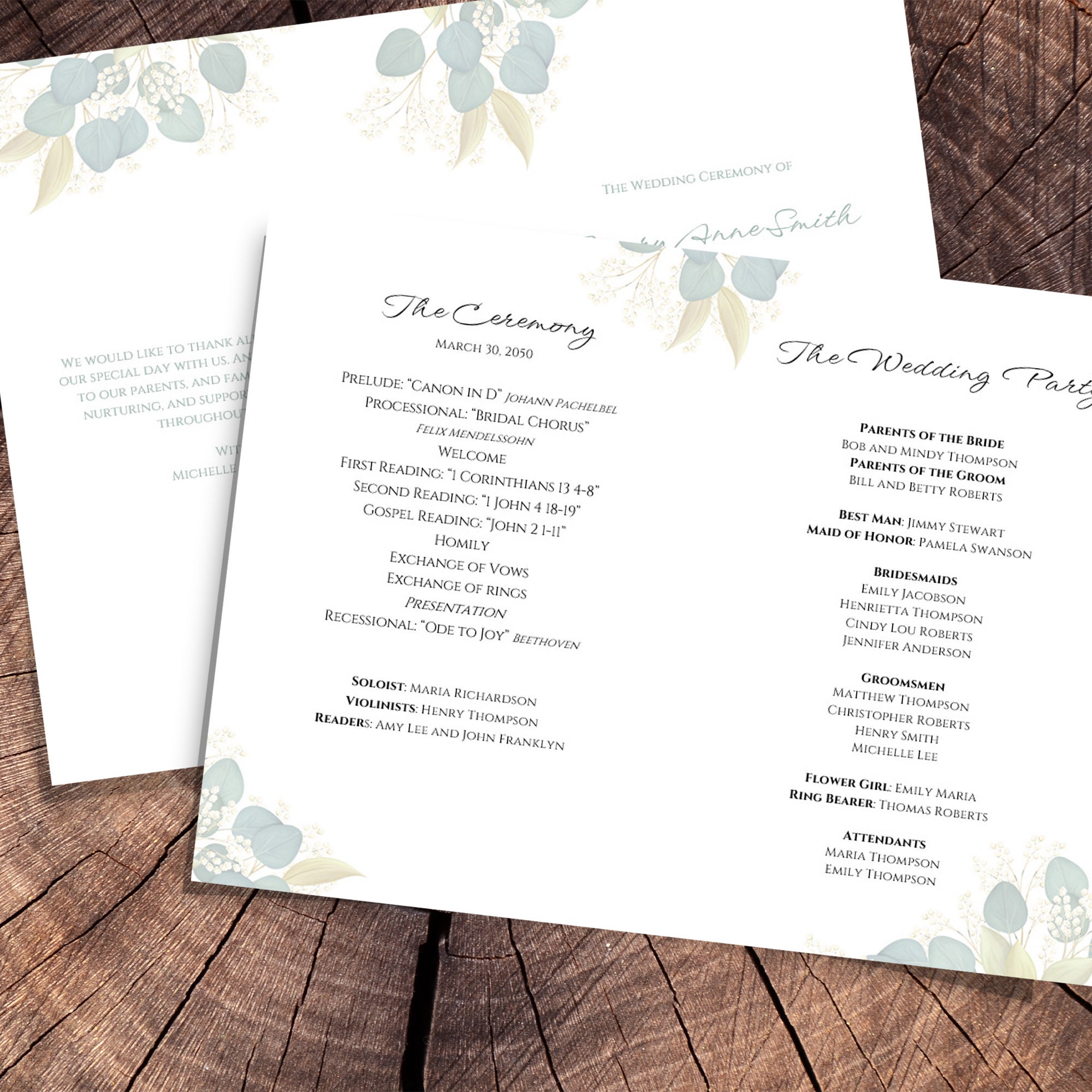Wedding Program Editable Download, With Microsoft Word Template. With a ...