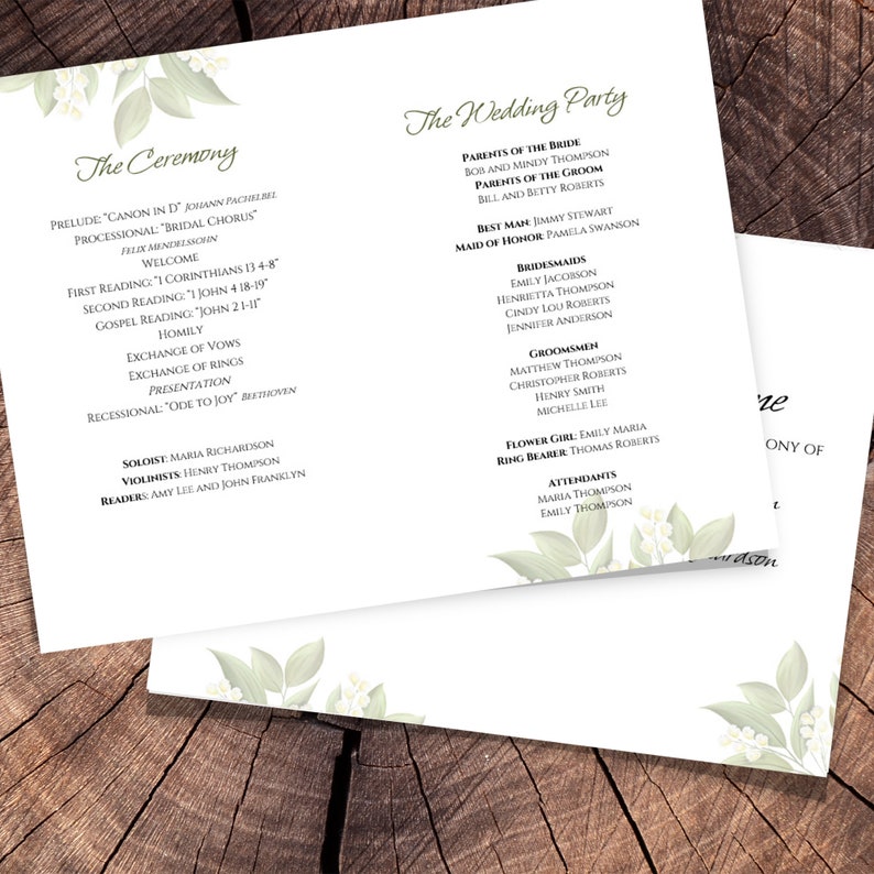 Wedding Program Editable Template Digital Download Bundle, Microsoft ...