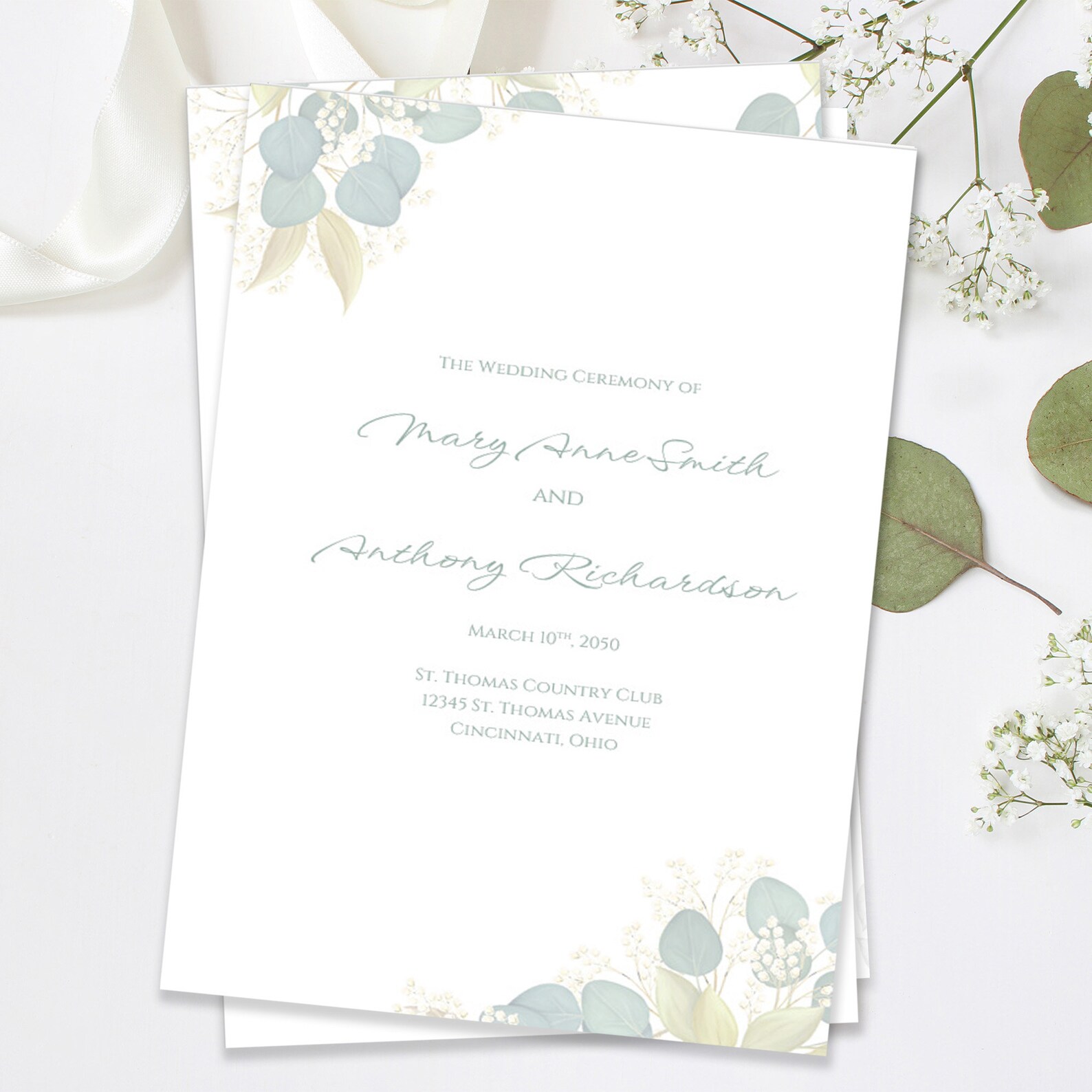 Wedding Program Editable Download, With Microsoft Word Template. With a ...