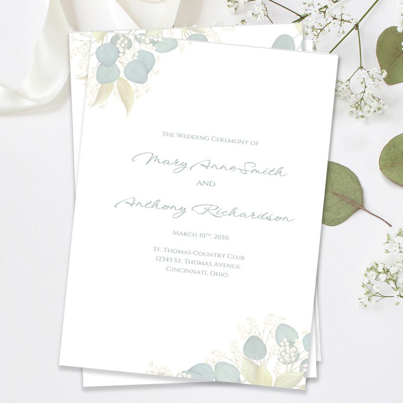 Wedding Program Editable Download, With Microsoft Word Template. With a ...