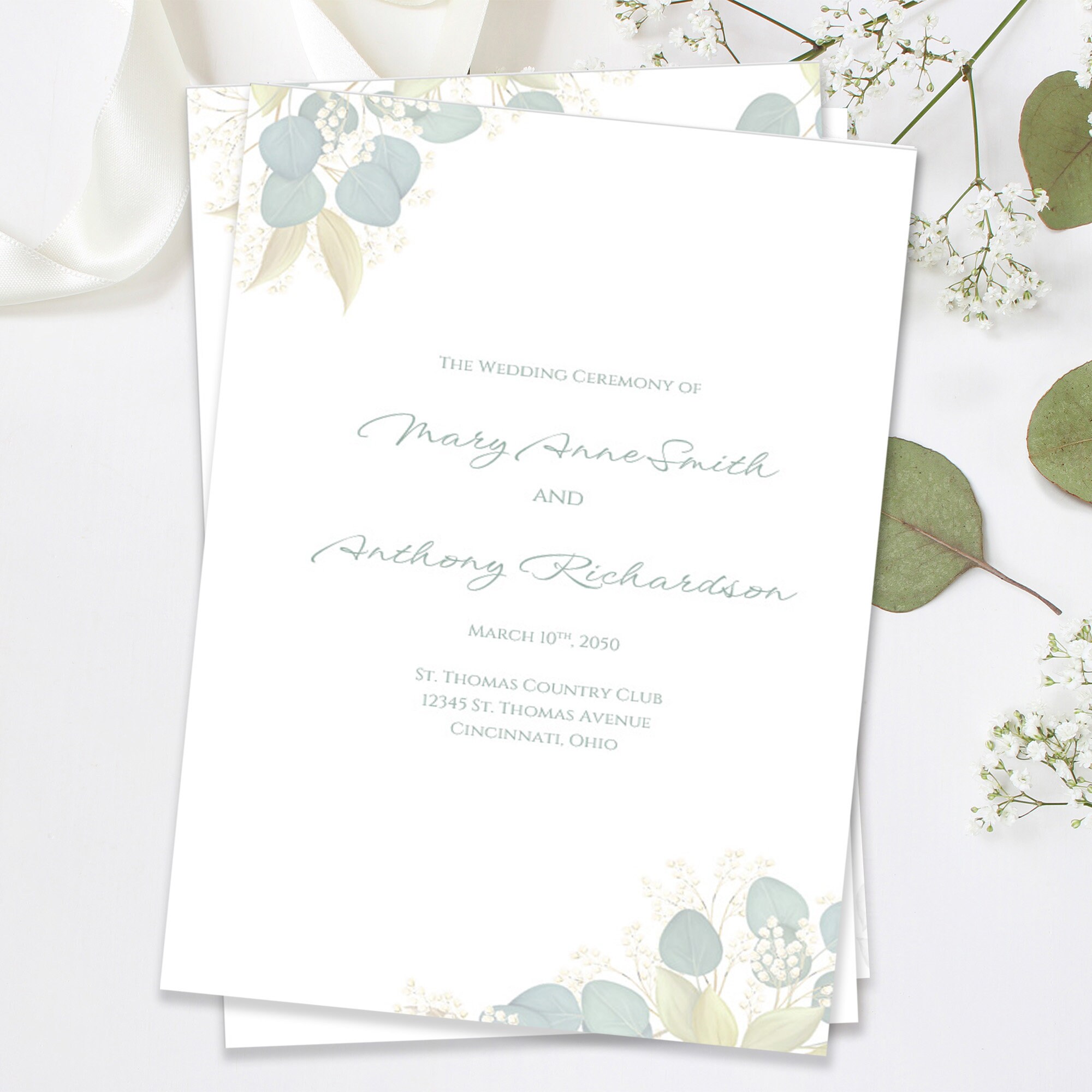 Wedding Program Editable Download, With Microsoft Word Template. With a ...