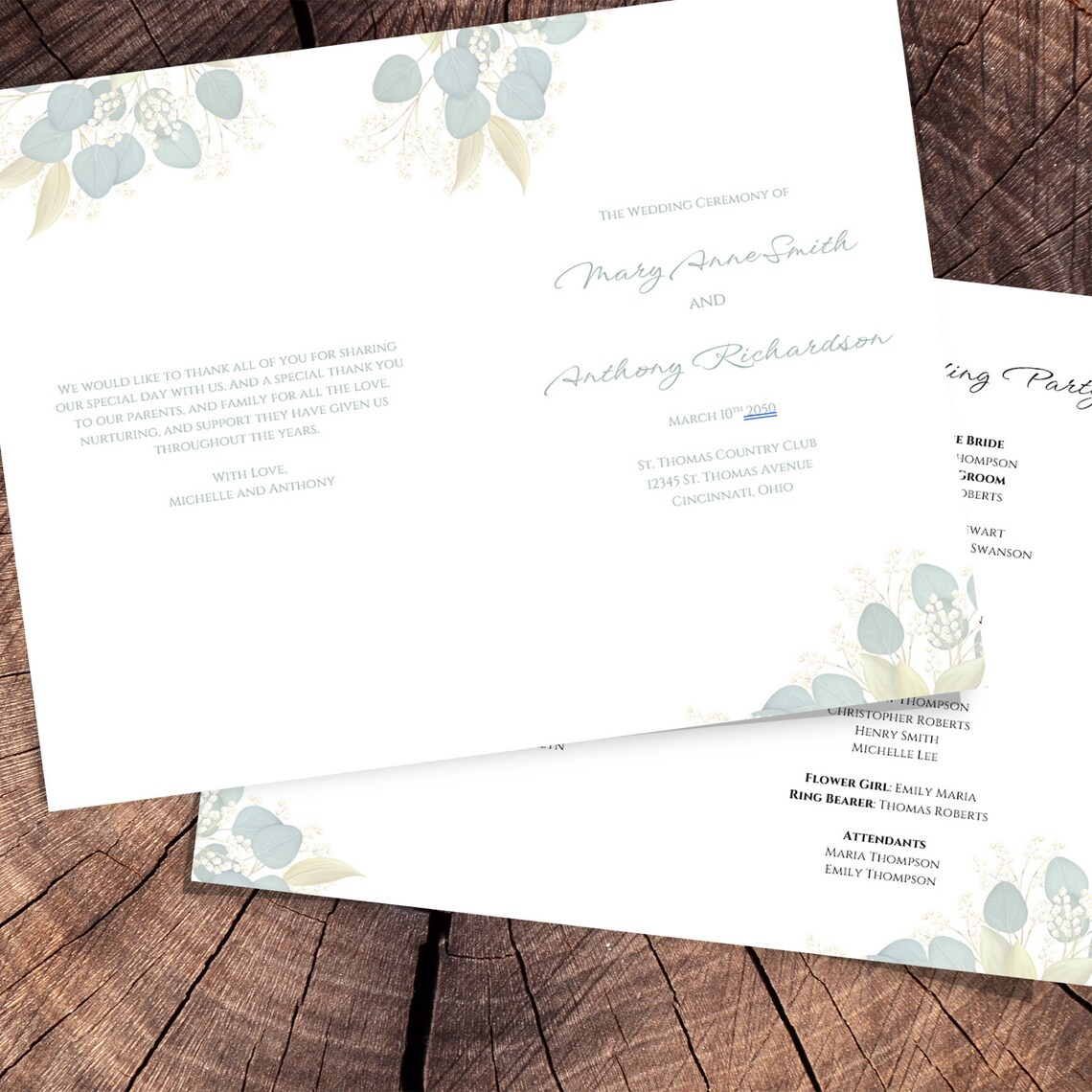 Wedding Program Editable Download, With Microsoft Word Template. With a ...