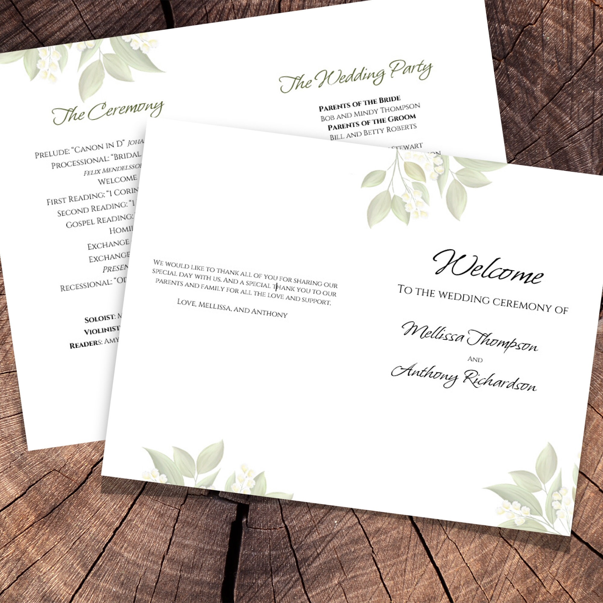 Wedding Program Editable Template Digital Download Bundle, Microsoft ...