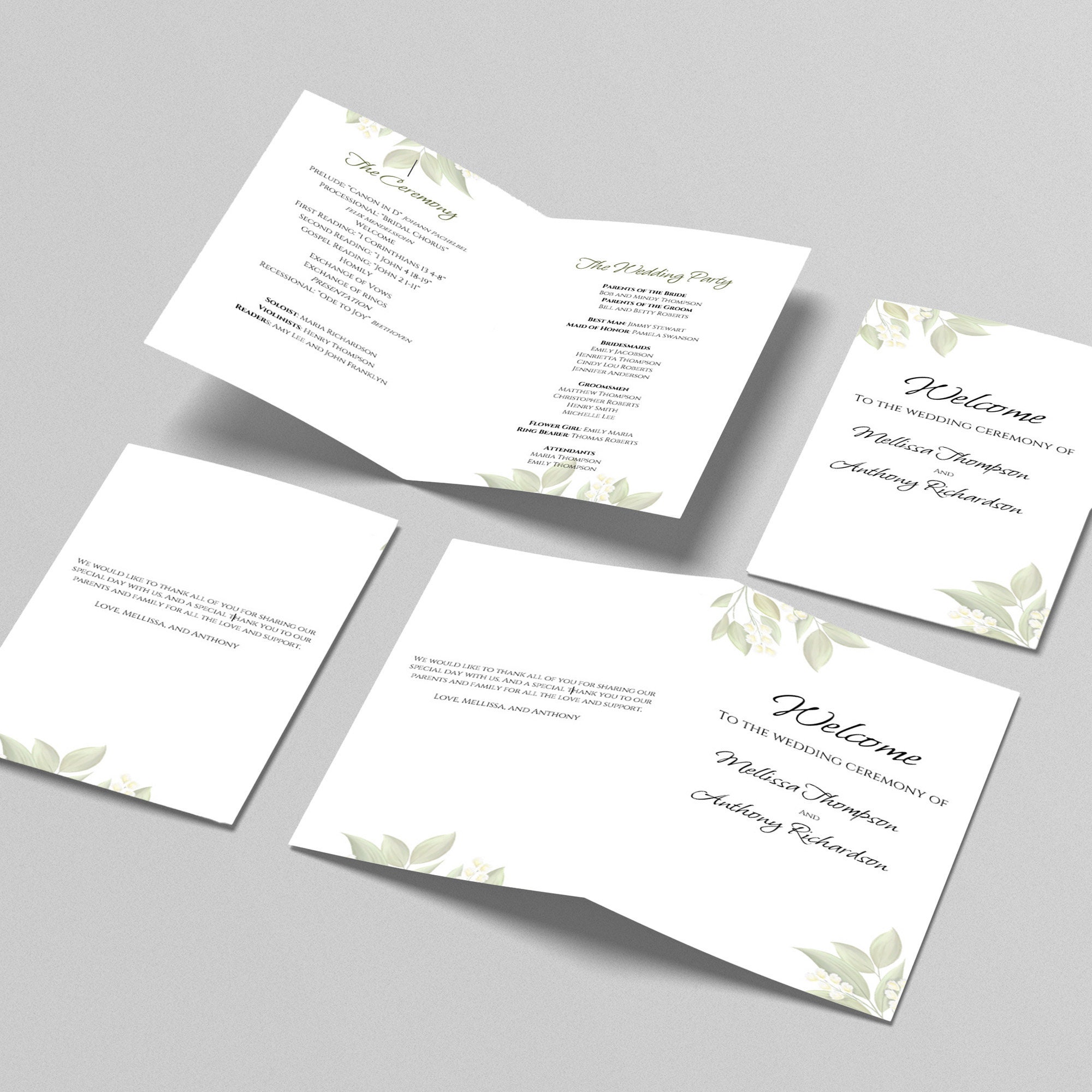 Wedding Program Editable Template Digital Download Bundle, Microsoft ...