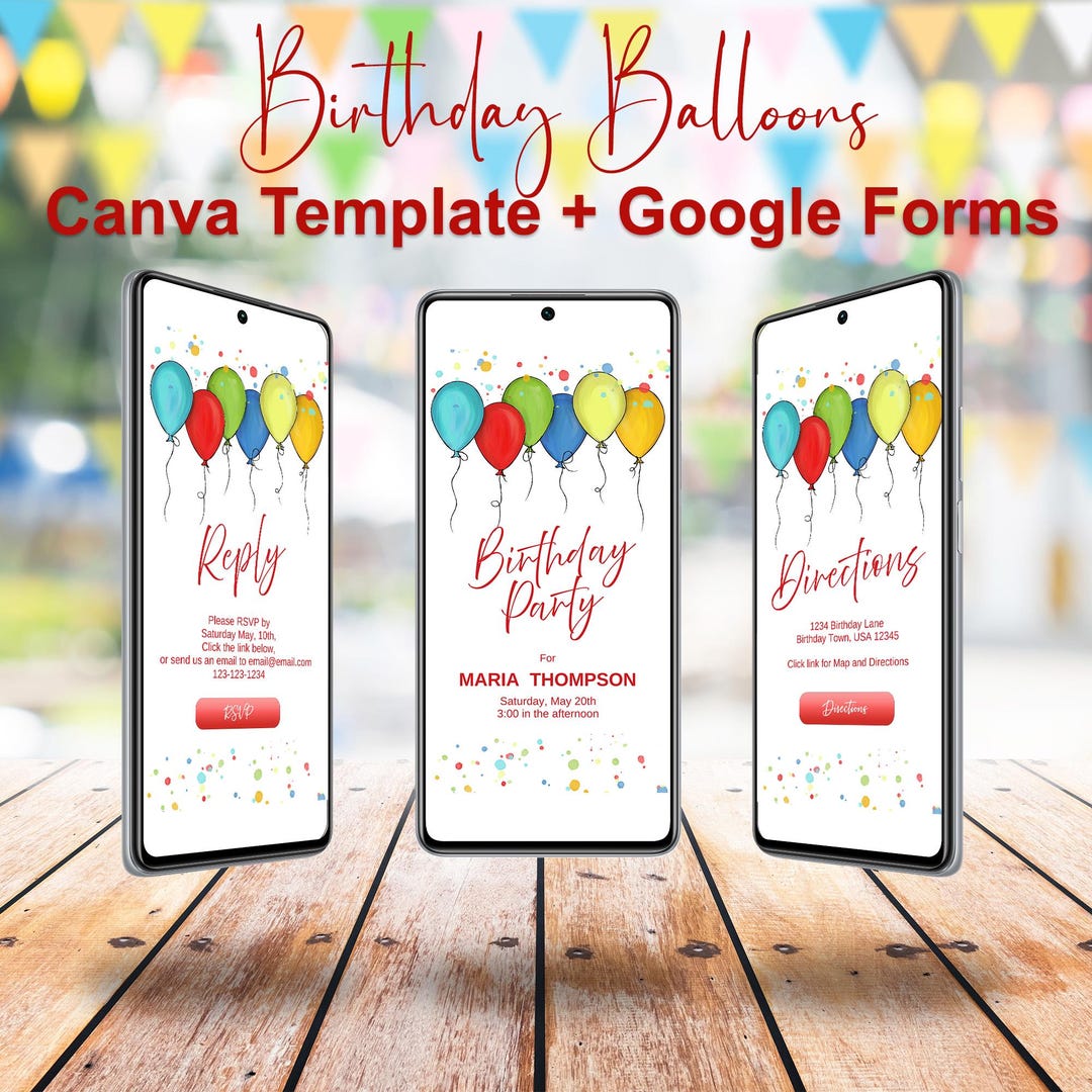 Birthday Party Mobile Invitation RSVP Link and Google Forms - Etsy