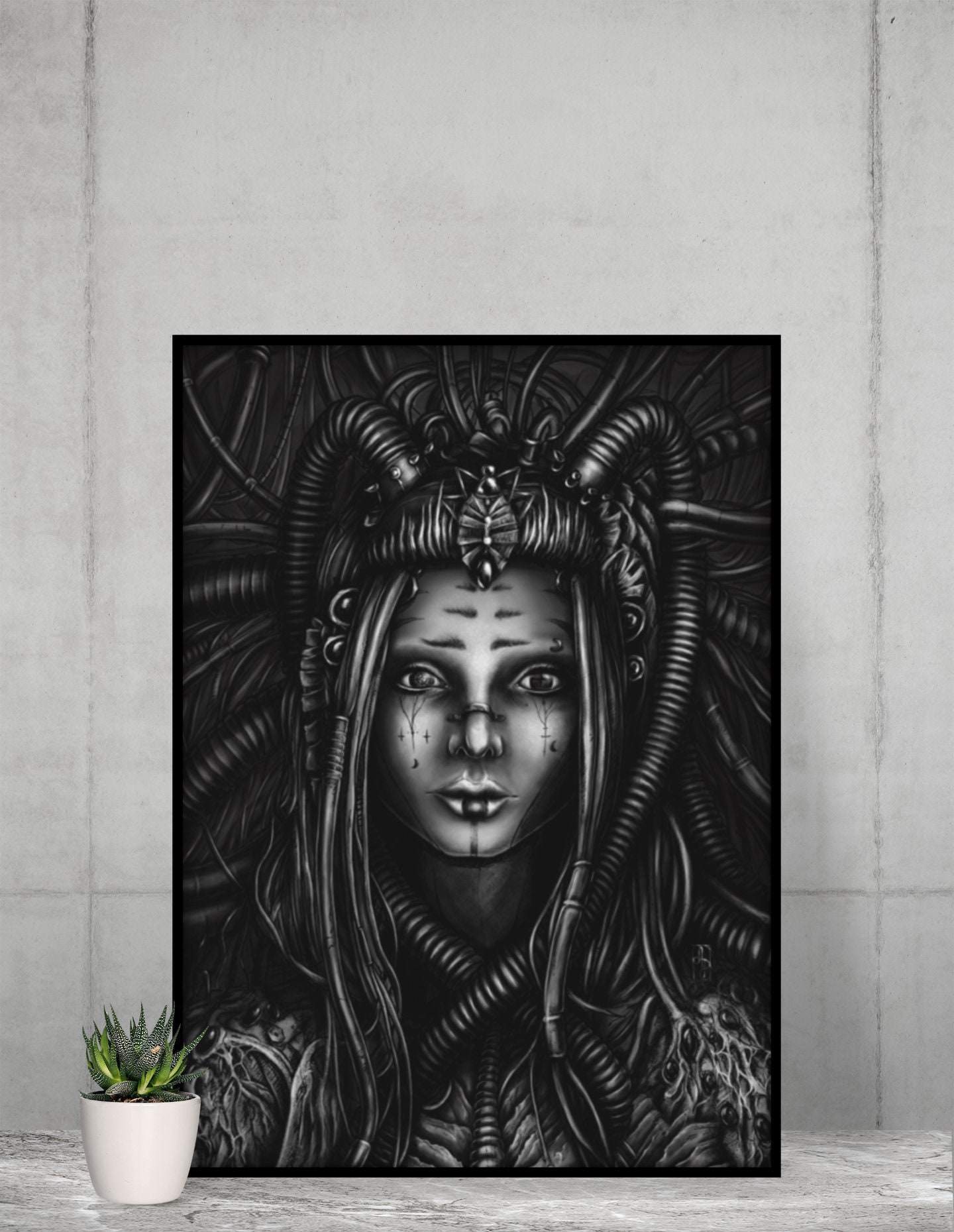 Sci-fi Art Print Dystopian Poster Giger Style Wall Art Original Artwork ...
