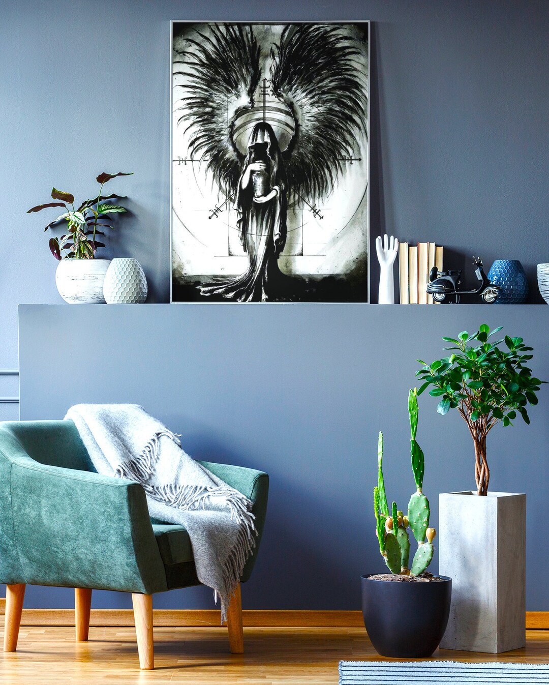 Angel of Death Ink Drawing - Heavy Metal Art Poster - Monochrome Art ...