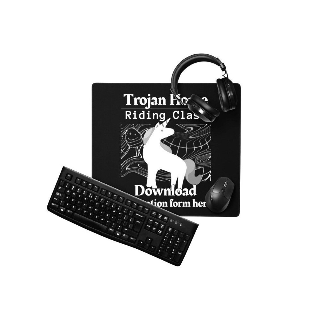 Funny Cyber Security Mouse Pad Trojan Horse Riding Malware Tech Home ...