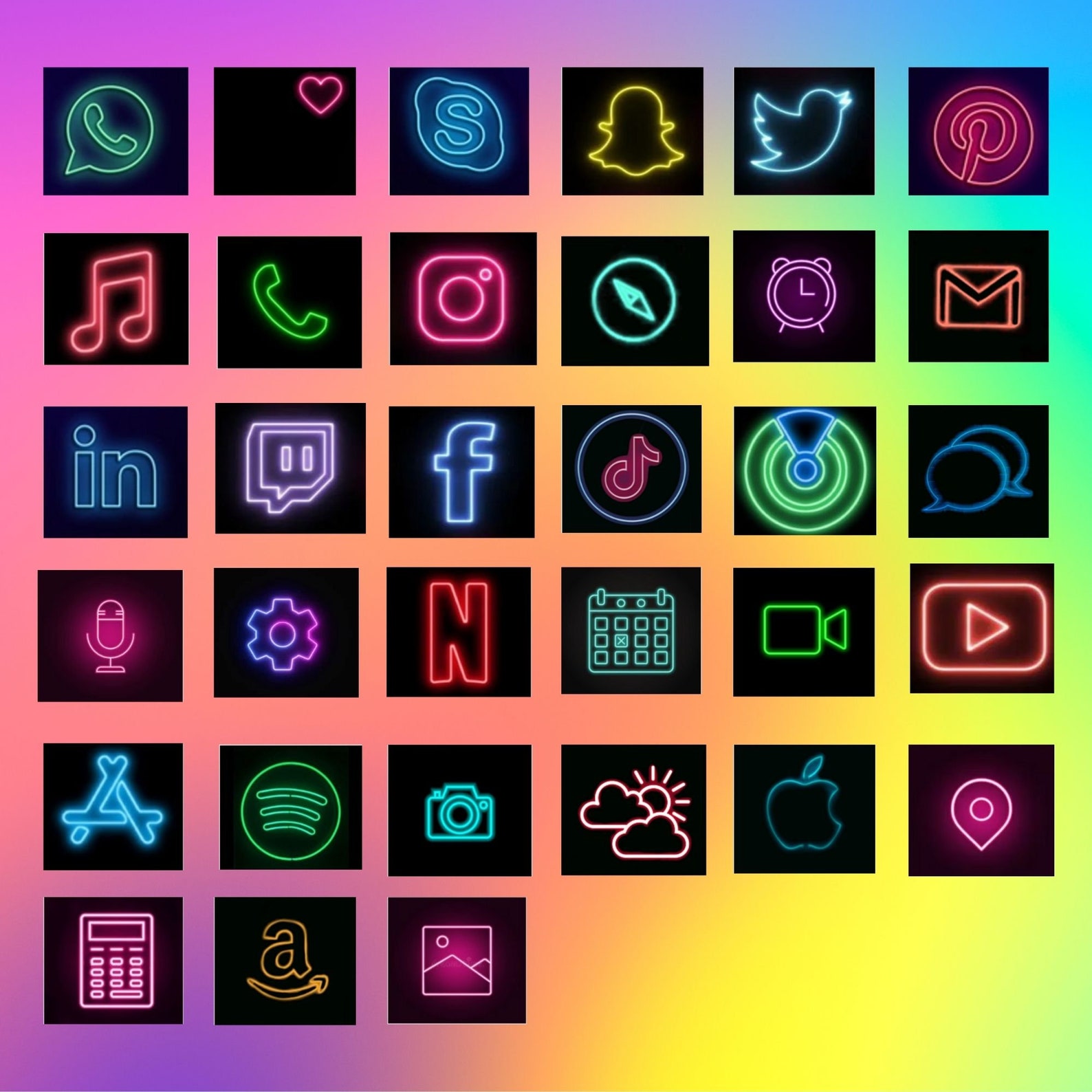 NEON AESTHETIC App Icons for iPhone Ios 14, 15, 16 With BONUS Widgets ... NEON AESTHETIC App Icons for iPhone Ios 14, 15, 16 With BONUS Widgets ...
