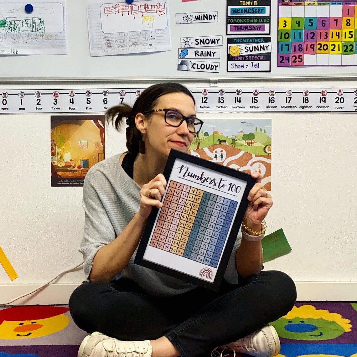 Boho Rainbow Classroom Hundreds Chart - Etsy