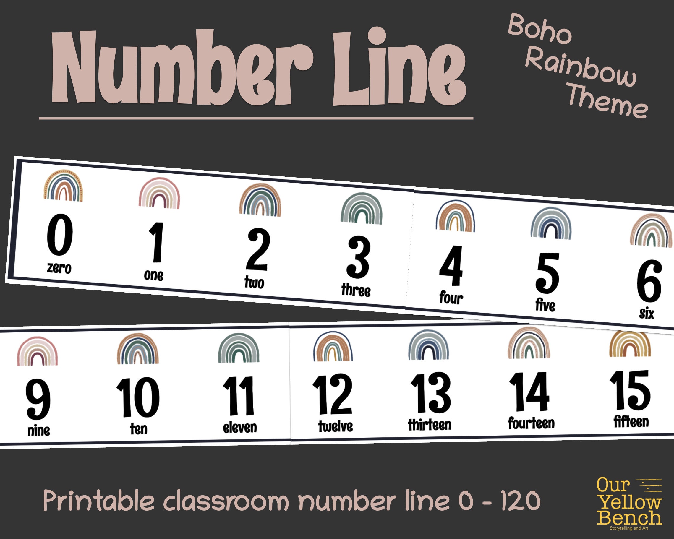 Boho Rainbow Number Line Numberline 0-120 Boho Classroom - Etsy
