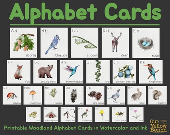 Woodland ABC Cards, Animal Alphabet Cards, Nature Themed Alphabet Cards ...