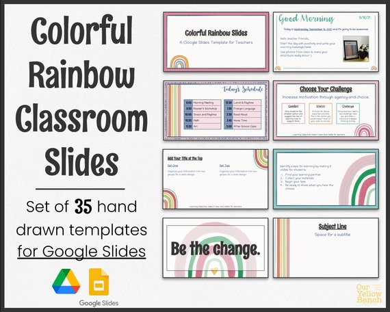Colorful Rainbow Google Slides Template for Teachers Bright | Etsy