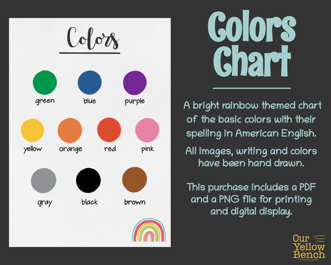 Bright Rainbow Color Chart Display - Etsy
