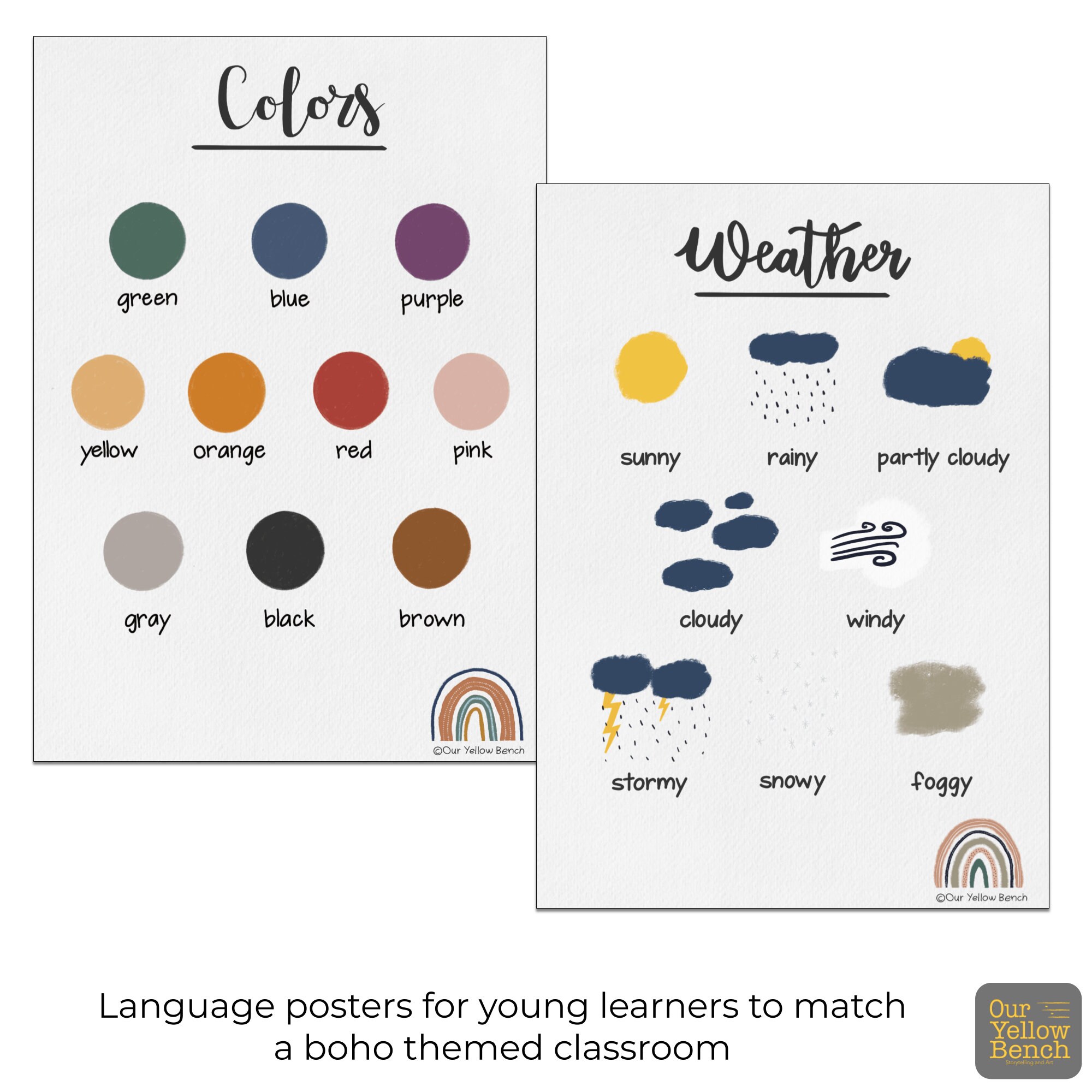 Boho Classroom Poster Basics - Etsy