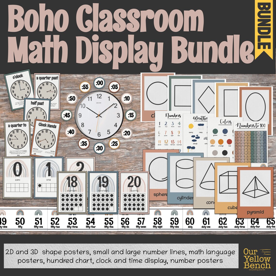 Boho Classroom Math Display Bundle - Etsy