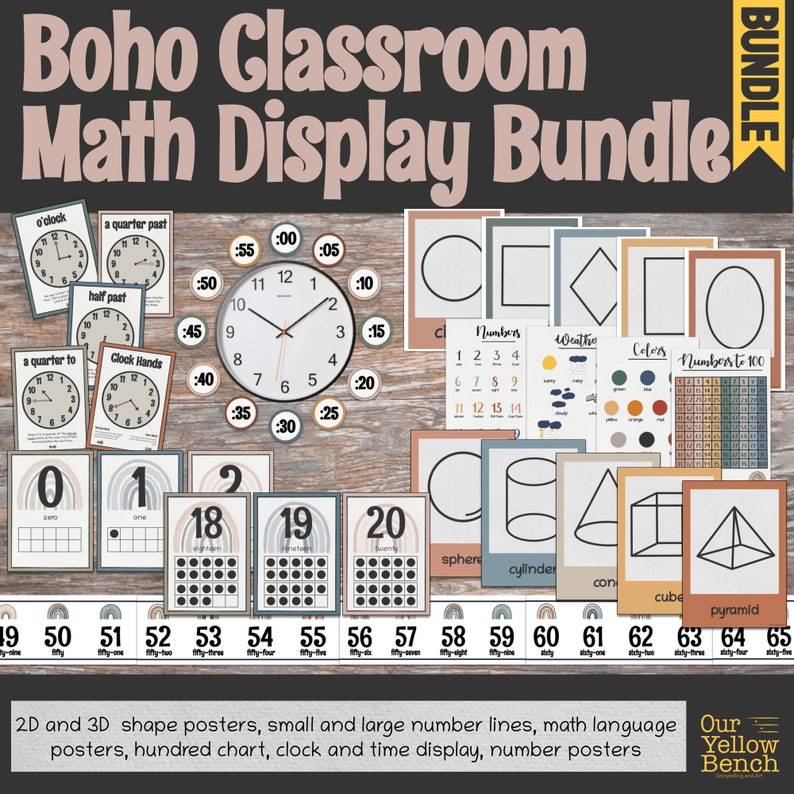 Boho Classroom Math Display Bundle - Etsy