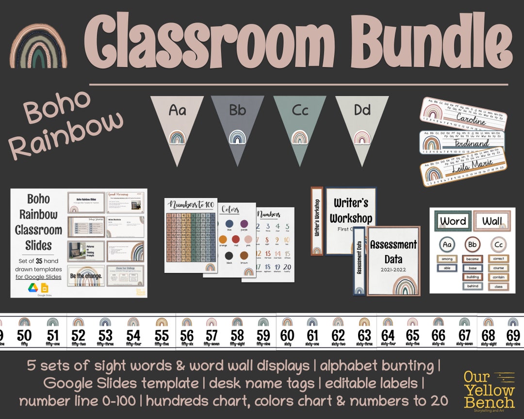 Boho Rainbow Classroom Essentials Bundle - Etsy