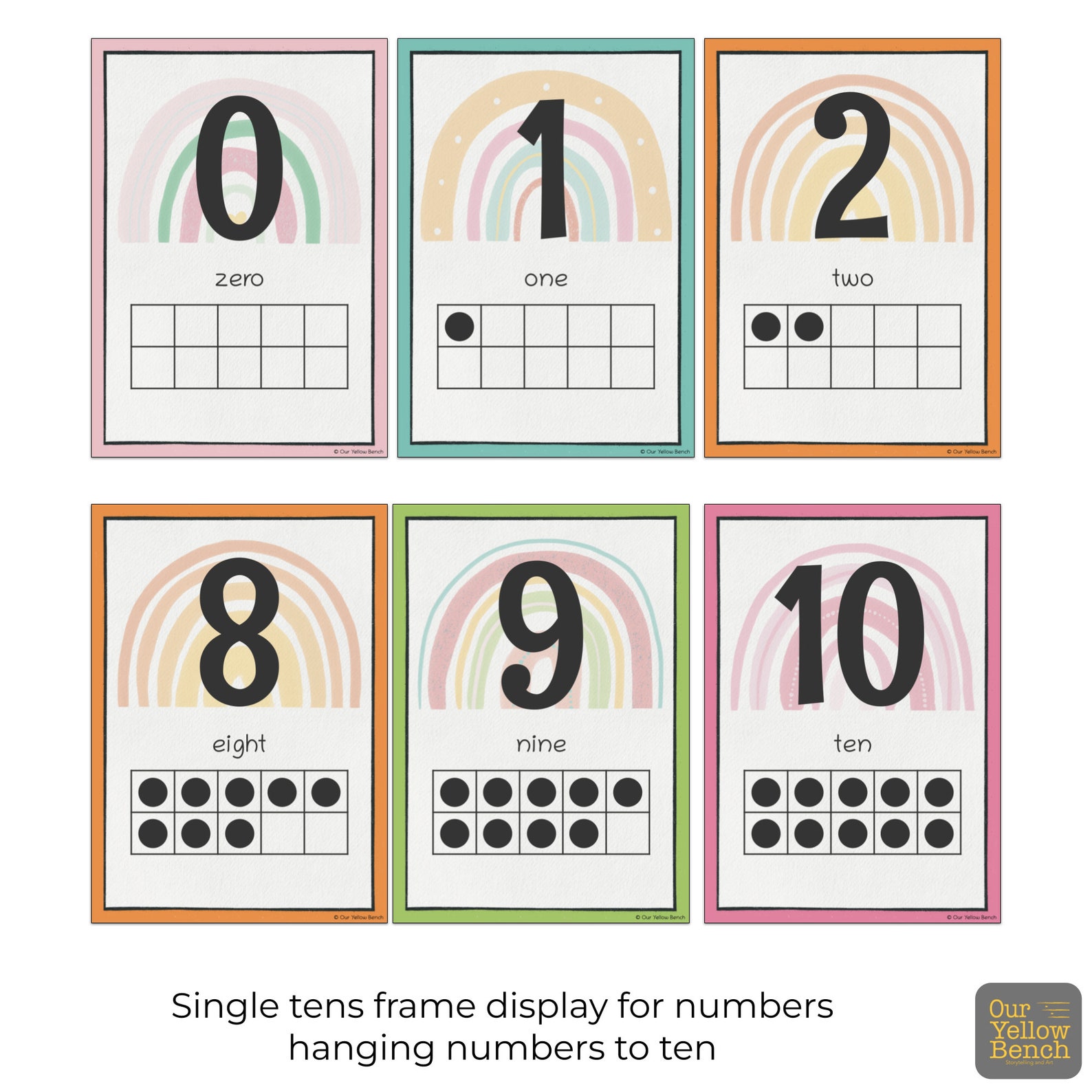 Bright Numbers With Tens Frames (0-10 and 0-20) - Etsy