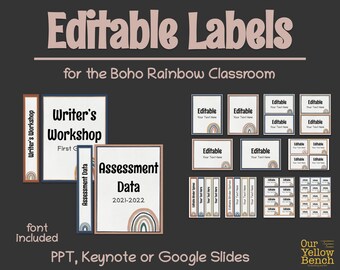 Boho Rainbow Classroom Job Labels Editable Polka Dot, Classroom Labels ...