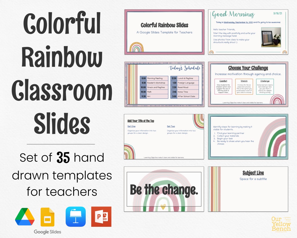 Colorful Rainbow Google Slides Template for Teachers - Etsy
